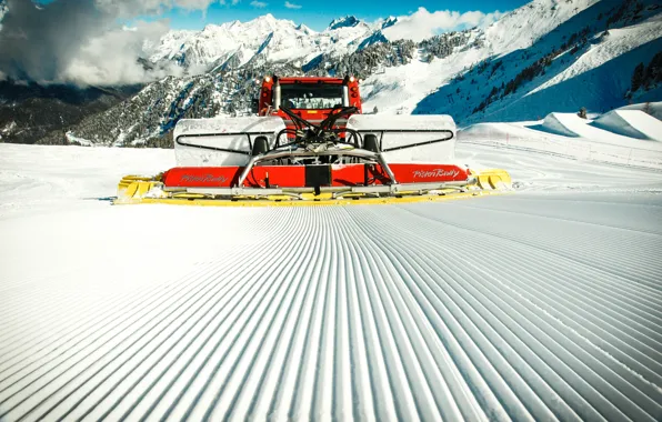 Download wallpaper the sky, snow, mountains, track, slope, bucket ...