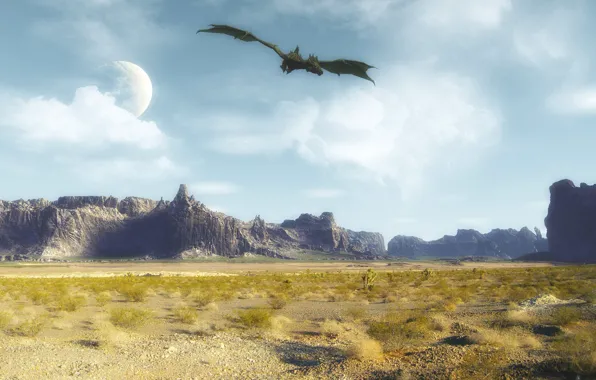 Wallpaper dragon, dragon, alien planet, svyatoslav lee, flight of the ...