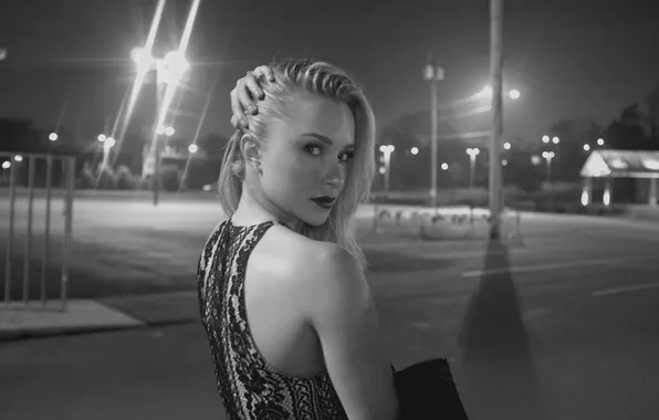 Wallpaper look, night, the city, pose, street, actress, Hayden ...