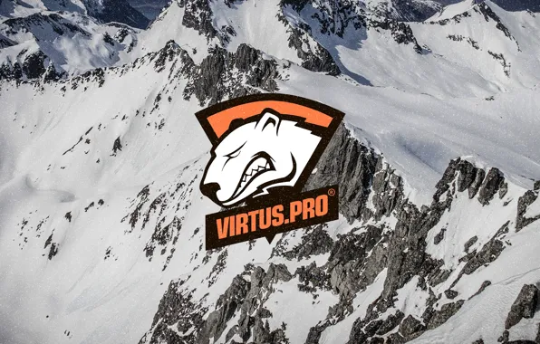 Download wallpaper snow, mountains, logo, csgo, cs go, virtus pro ...