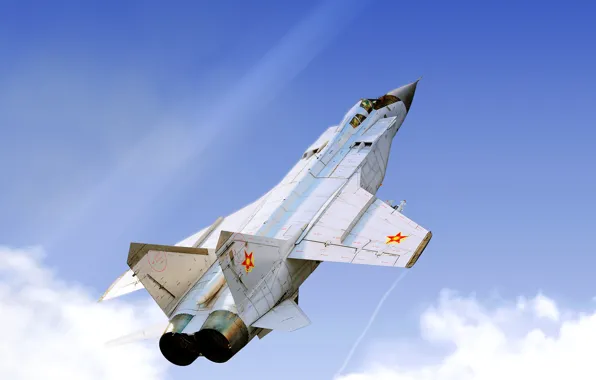 Wallpaper The sky, Fighter, Art, MiG, Interceptor, Foxhound, The MiG-31 ...
