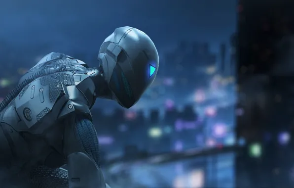 Wallpaper city, game, robot, armor, night, ninja, cyborg, shinobi for ...