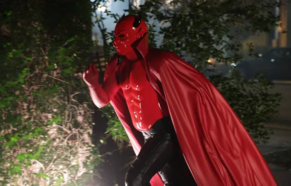 Wallpaper car, horror, road, horns, armor, devil, man, series, leather ...