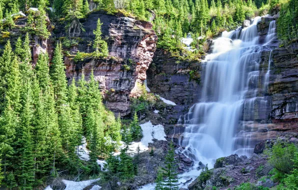 Wallpaper water, trees, mountains, stones, waterfall, Telluride ...