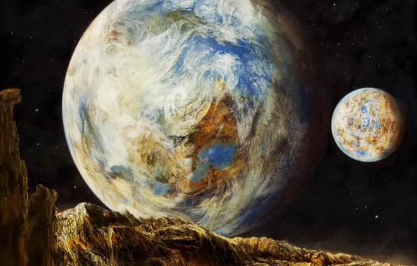 Wallpaper mountains, rocks, planets, Sci Fi, many colors for mobile and ...