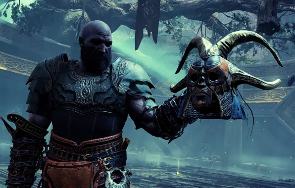 Wallpaper man, mask, horns, helmet, Kratos, God of War for mobile and ...