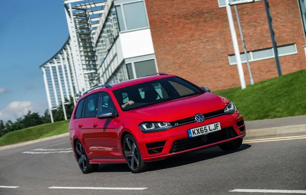 Wallpaper road, red, Volkswagen, universal, 2015, Golf R Estate for ...