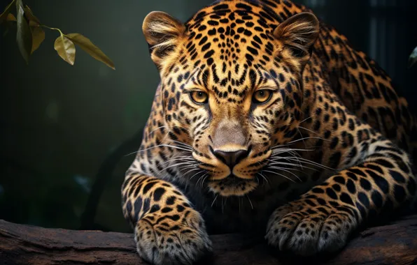 Wallpaper look, face, nature, pose, leopard, AI art, neural network for ...