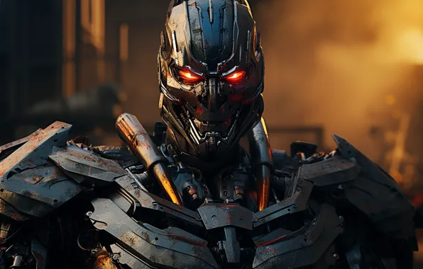 Wallpaper robot, Terminator, digital art, blurred, looking at viewer ...