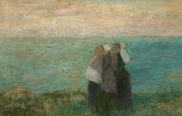 Wallpaper figure, oil, picture, cardboard, Jan Toorop, Women by the Sea ...