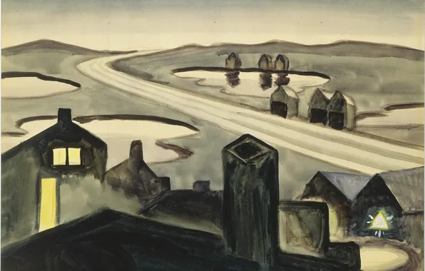 Wallpaper 1920, Charles Ephraim Burchfield, Railroad at Night images ...
