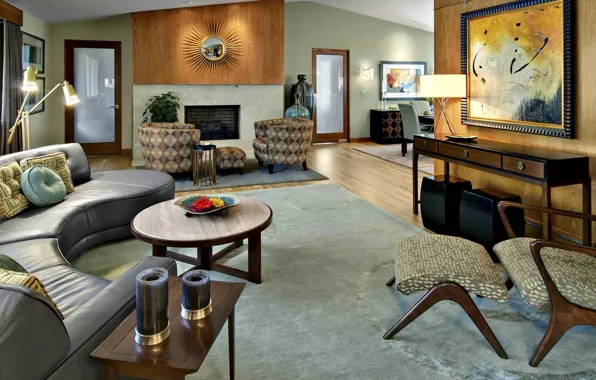 Download wallpaper design, style, interior, fireplace, living room ...