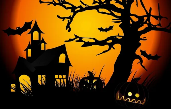 Download wallpaper night, the moon, Halloween, section holidays in ...