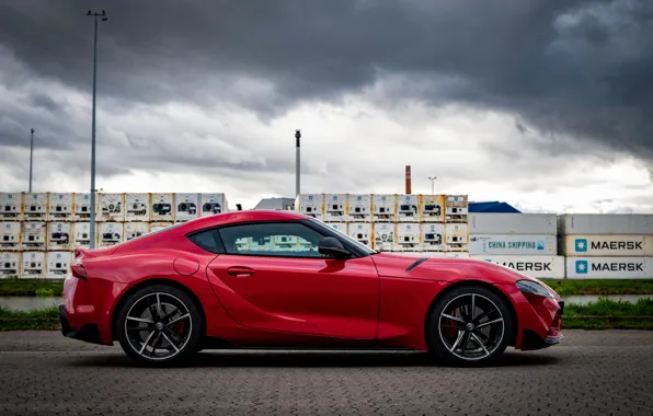 Wallpaper red, coupe, Toyota, Supra, containers, the fifth generation ...