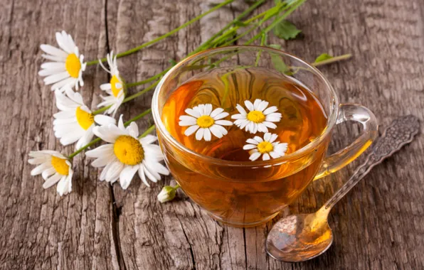 Wallpaper tea, Daisy, spoon for mobile and desktop, section еда ...