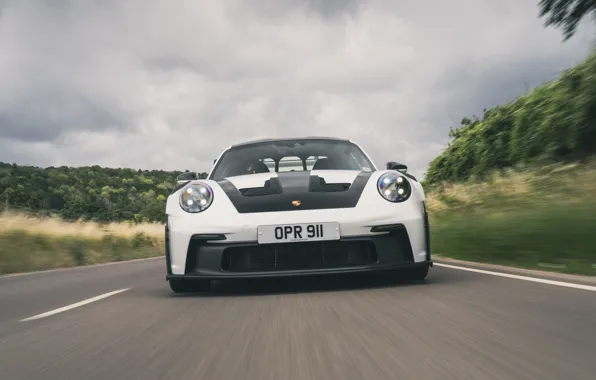 Download wallpaper 911, Porsche, road, speed, front view, Weissach ...