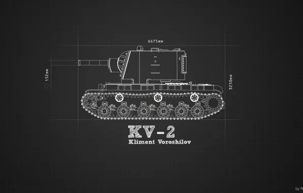 Wallpaper information, minimalism, tank, heavy, Soviet, KV-2, Kliment ...