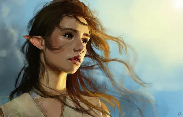 Download wallpaper girl, fantasy, long hair, artwork, fantasy art, Elf ...