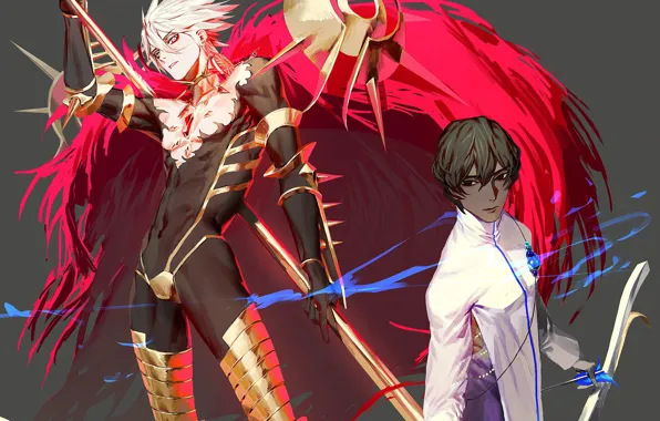 Download wallpaper weapons, anime, art, guys, two, characters, Fate ...