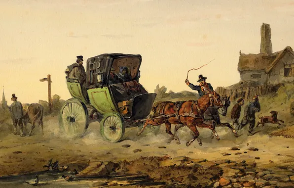 Wallpaper painting, circa 1850, watercolor for mobile and desktop ...