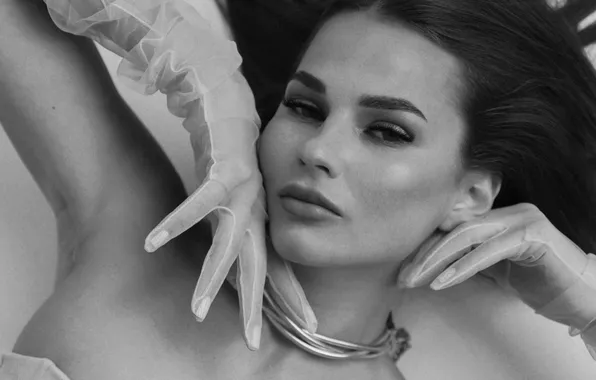 Wallpaper model, black and white, Denis Kuznetsov for mobile and desktop, section девушки ...