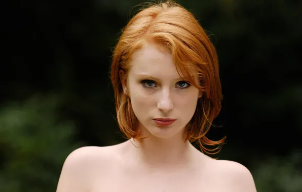 Wallpaper Girl Blue Eyes Beautiful Short Hair Pretty Face Redhead 8021
