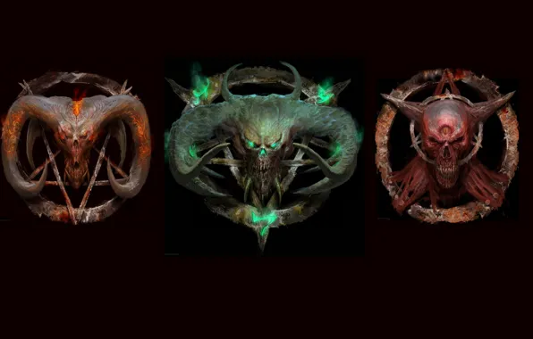 Download wallpaper Antonio J. Manzanedo, Demon skull, Demon skulls ...