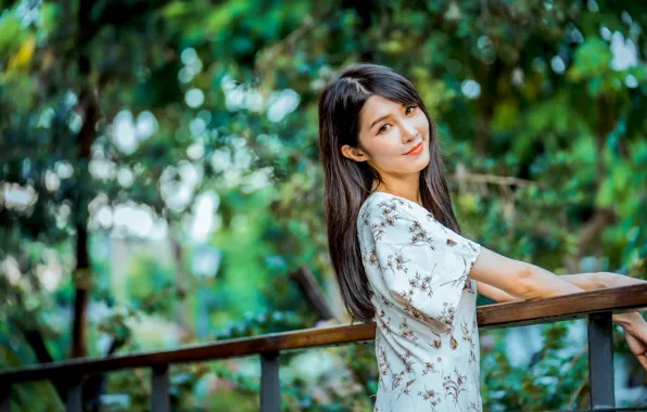 Wallpaper Look Girl Smile Hair Asian Cutie Bokeh For Mobile And