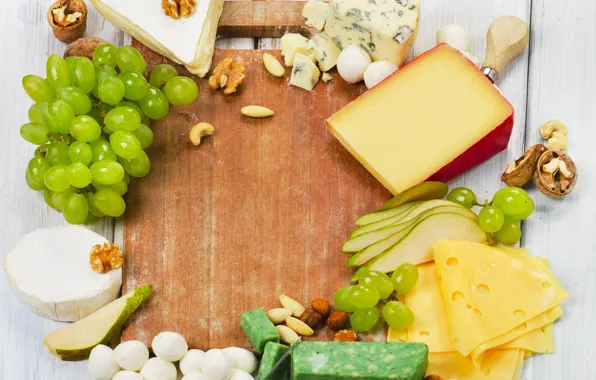 Download wallpaper food, grapes, nuts, still life, cheese, grouchy ...