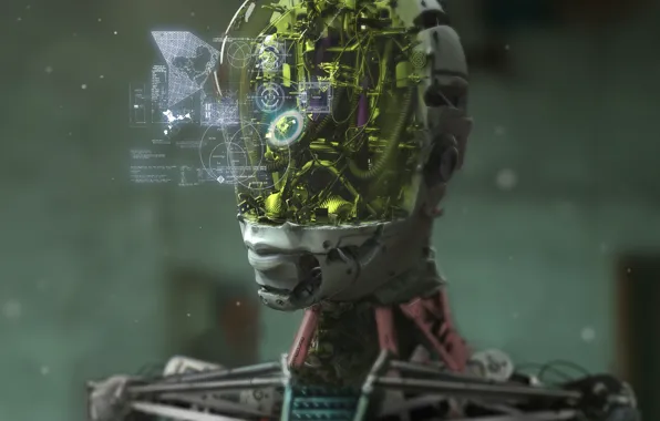 Wallpaper labels, interface, mechanism, robot, head, art for mobile and ...