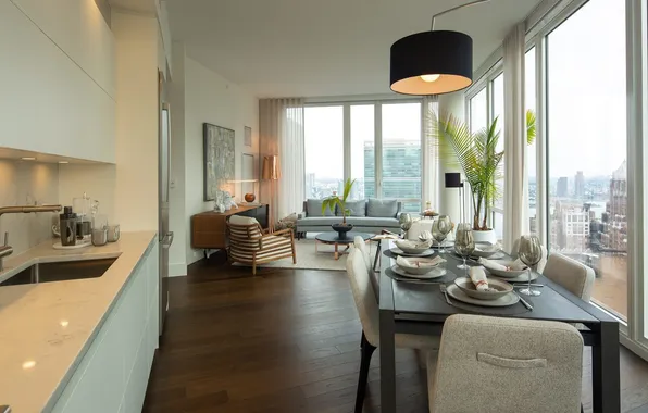 Wallpaper design, style, interior, kitchen, megapolis, New York, living ...