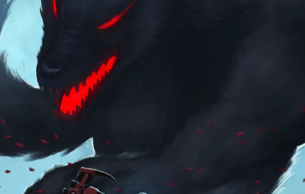 Wallpaper wolf, monster, mouth, fangs, horror, monster, werewolf ...