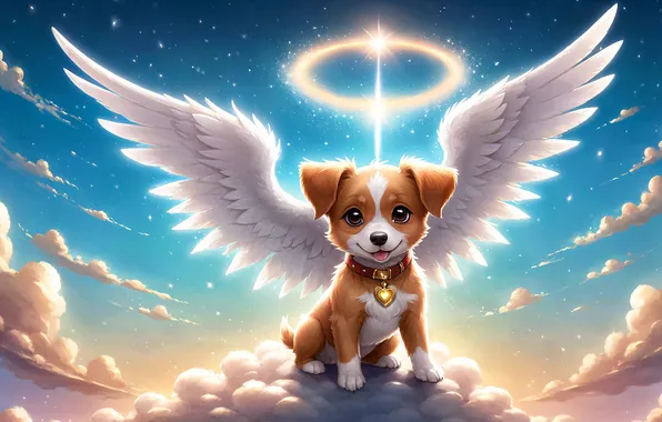 Wallpaper wings, dog, angel, puppy for mobile and desktop, section ии ...