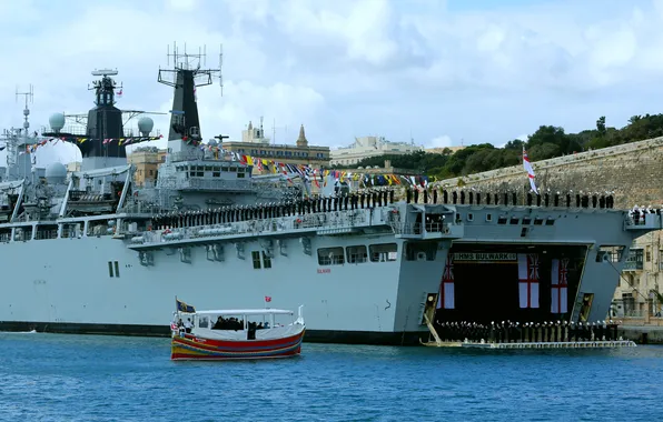 Wallpaper ship dock, Visit, amphibious helicopter, HMS Bulwark ...