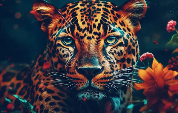 Wallpaper portrait, leopard, bright colors images for desktop, section ...