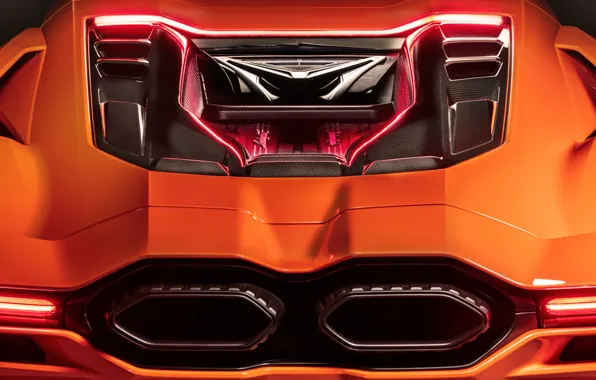 Wallpaper Lamborghini, supercar, orange, back, back, exhaust pipe, Stir ...