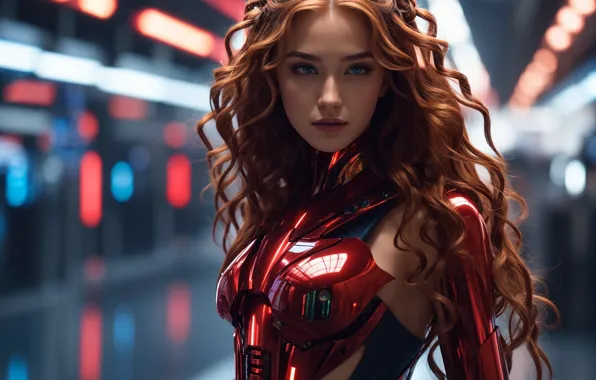 Download wallpaper girl, hot, robot, ai art, cybog, girl cybog, section ...