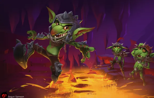 Wallpaper fantasy, art, lava, cave, Goblin, Goblins, according to ...