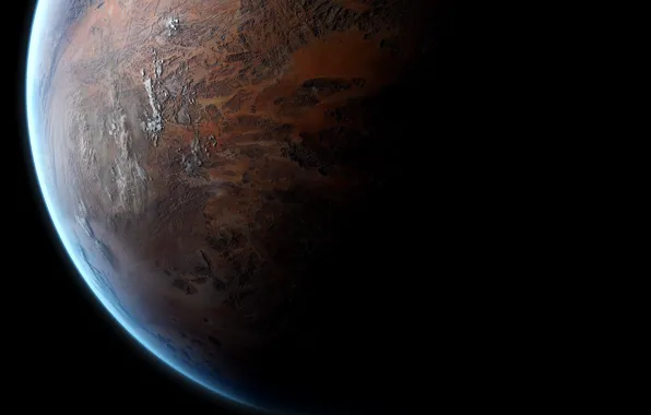 Wallpaper surface, light, planet, shadow, the atmosphere, space, relief ...