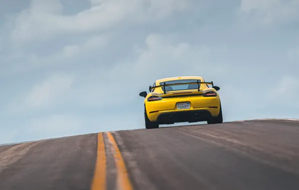 Wallpaper Porsche, Cayman, road, sports car, rear view, Weissach ...