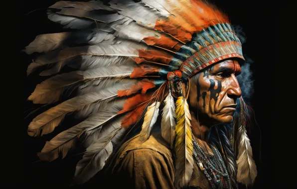 Wallpaper art, leader, chief, native american, first people, first ...