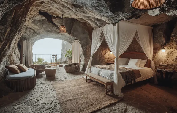 Wallpaper room, bed, luxury, cave for mobile and desktop, section ...
