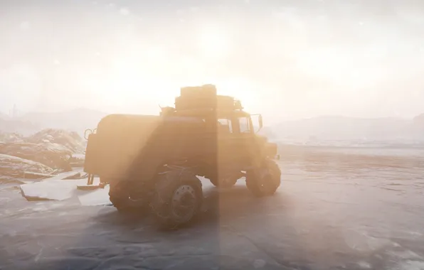 Download wallpaper winter, snow, sun, tuck, snowrunner, section games ...