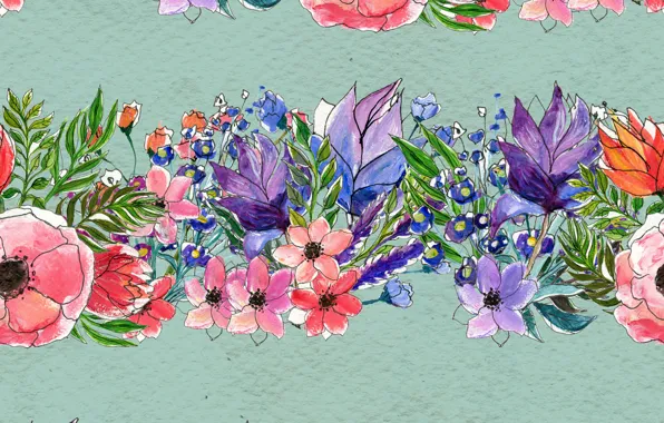 Download wallpaper Flowers, pattern, pattern, seamless, Floral ...