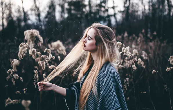 Wallpaper grass, girl, hair, makeup, Christina, moments for mobile and ...