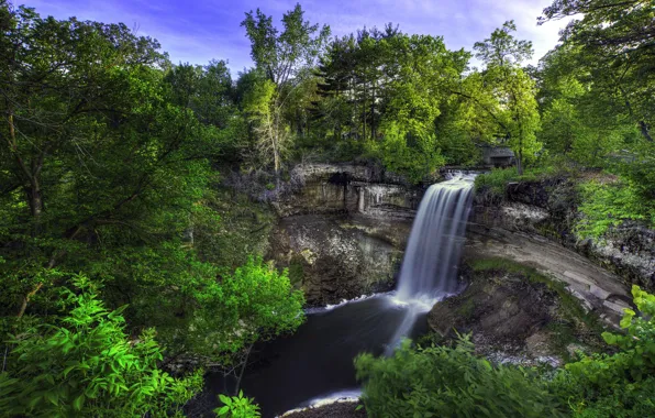 Wallpaper lake, open, waterfall for mobile and desktop, section пейзажи ...