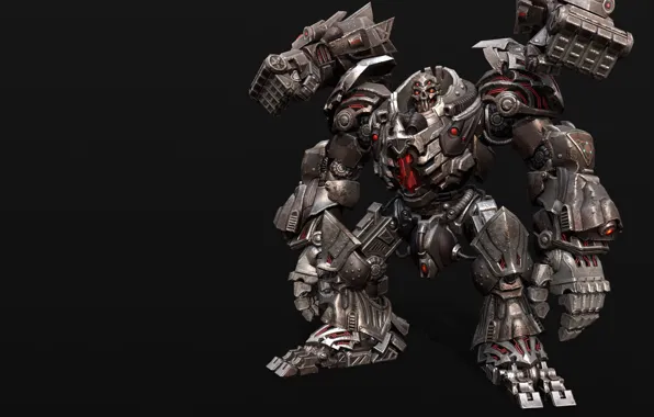 Wallpaper rendering, fire, tower, robot, the airship, steampunk, fire ...