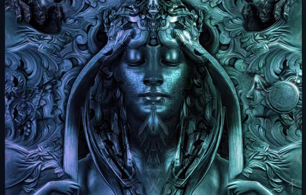 Wallpaper face, mystic, statue for mobile and desktop, section ...