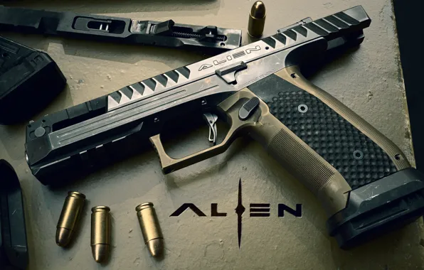 Download wallpaper gun, weapons, pistol, weapon, Alien, render, Alien ...