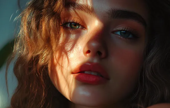 Wallpaper look, girl, face, pose, portrait, AI art, neural network for ...